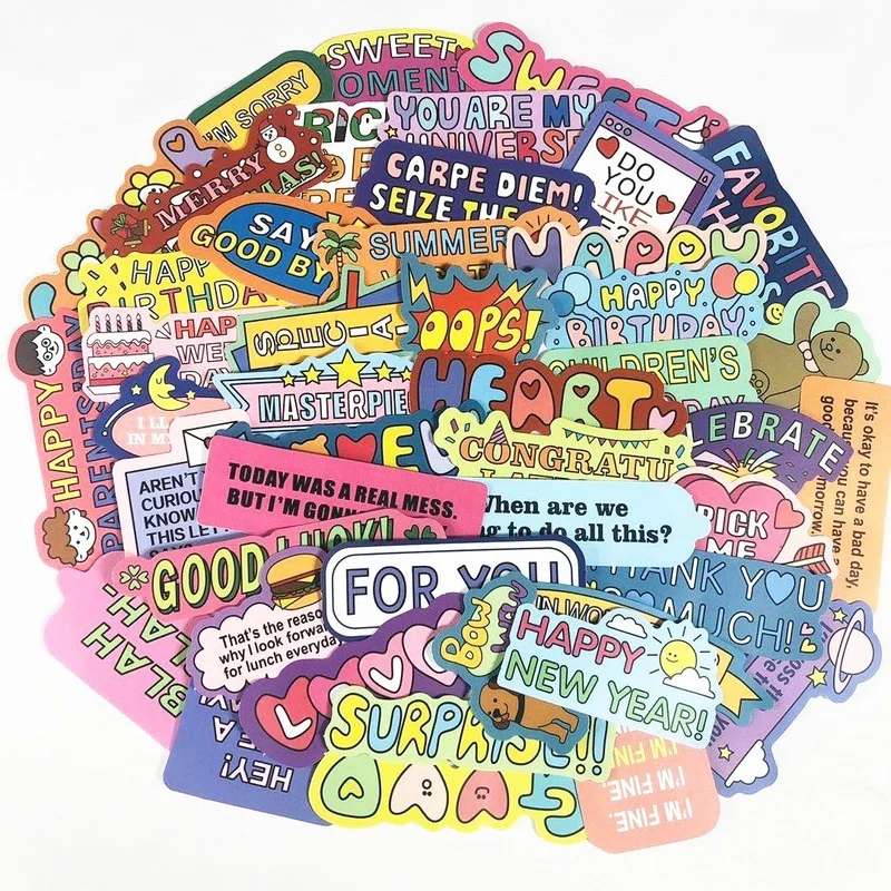 10-25-55pcs-Retro-English-Phrases-Words-Graffiti-Stickers-for-Notebook ...