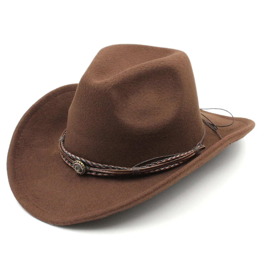 Fashionable Western Cowboy Hat Cowgirl Fedora Cap Sombrero with Leather ...