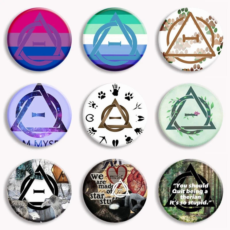 31Style-Therian-Delta-Symbol-Button-Pin-Creative-Cartoon-Rainbow ...