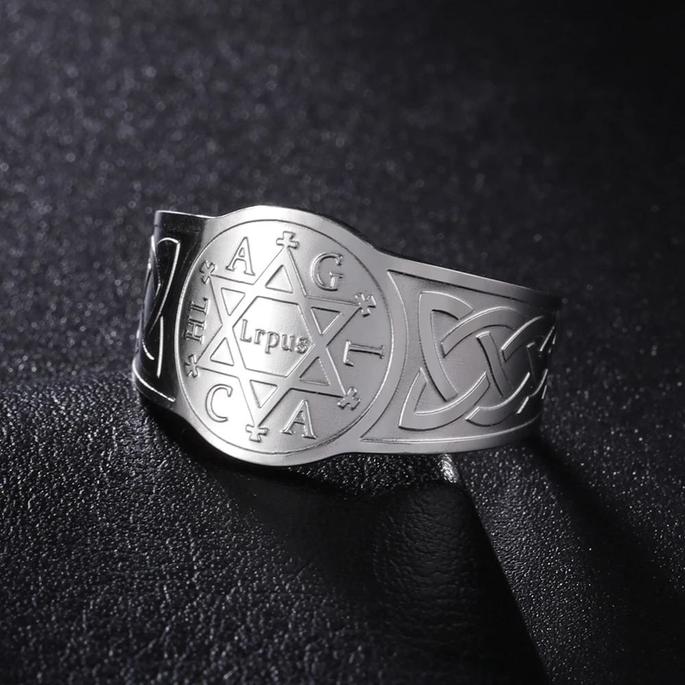 LIKGREAT-Anillo-de-acero-inoxidable-de-Estrella-de-David-para-hombres-y ...