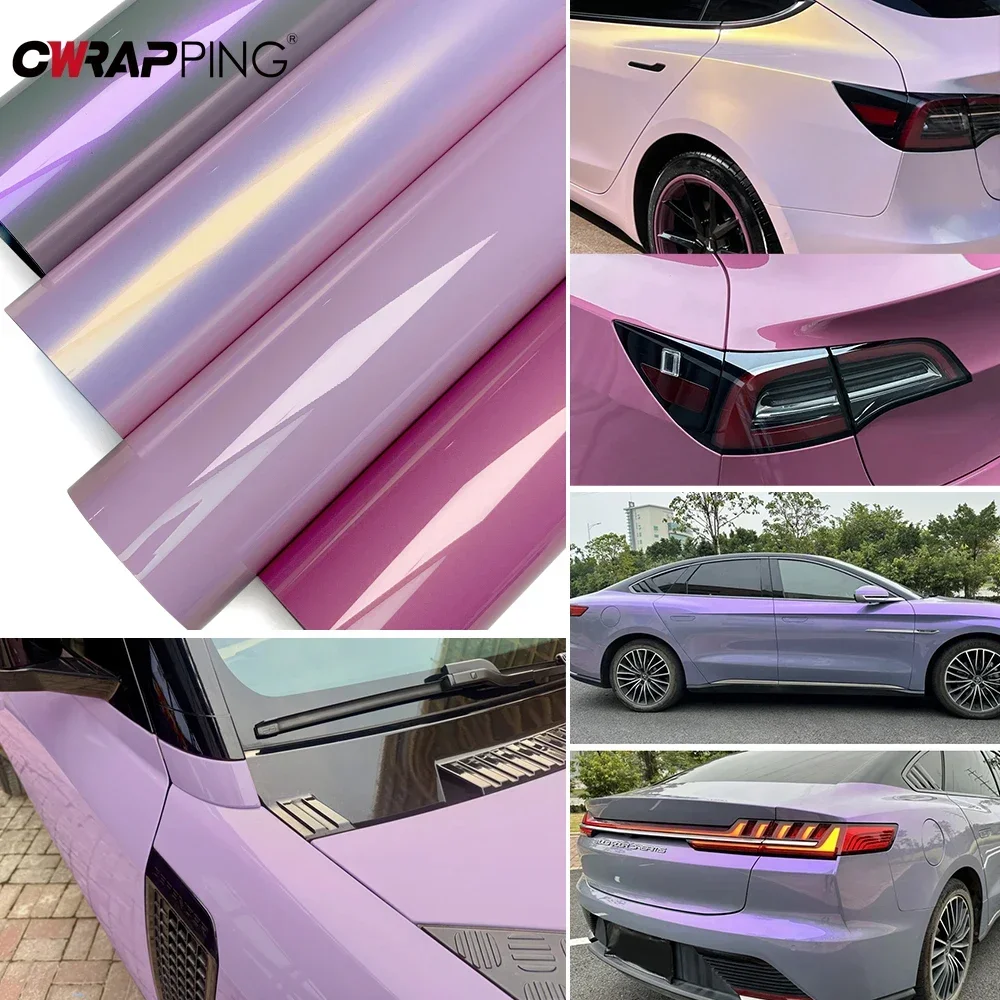 Glossy Purple Pink Car Female Vinyl Wrap Films Waterproof DIY Stickers ...