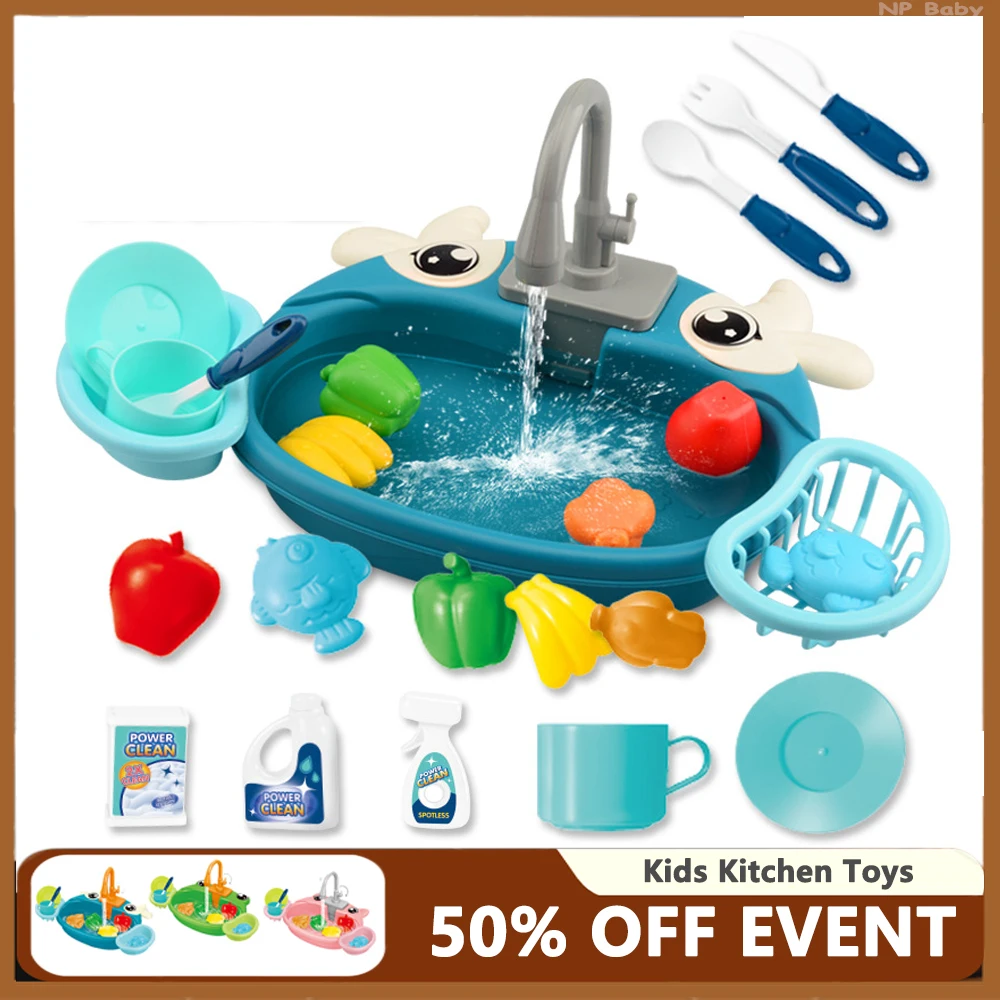 Baby-Kitchen-Toy-Plastic-Dish-Wash-Sink-Electric-Dishwasher-Playing ...