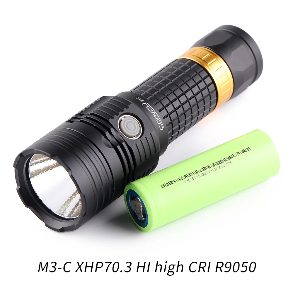 Convoy M3-C XHP70.3 HI R9050 high CRI, 26650 26800 rechargeable ...