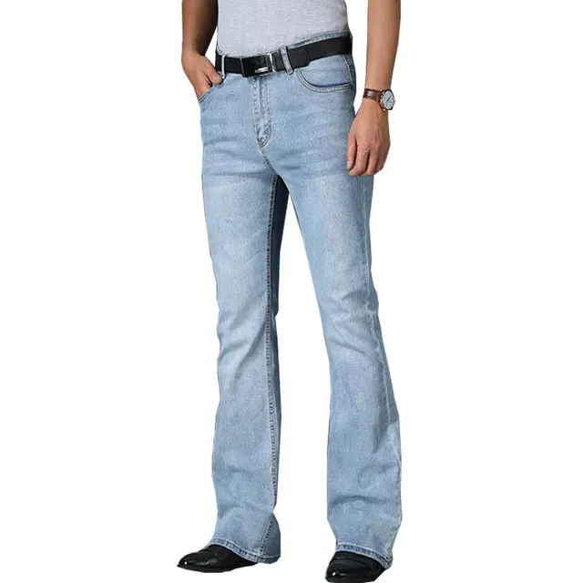 Jeans Men Mens Flared Jeans Boot Cut Leg Flared Male Designer Classic ...