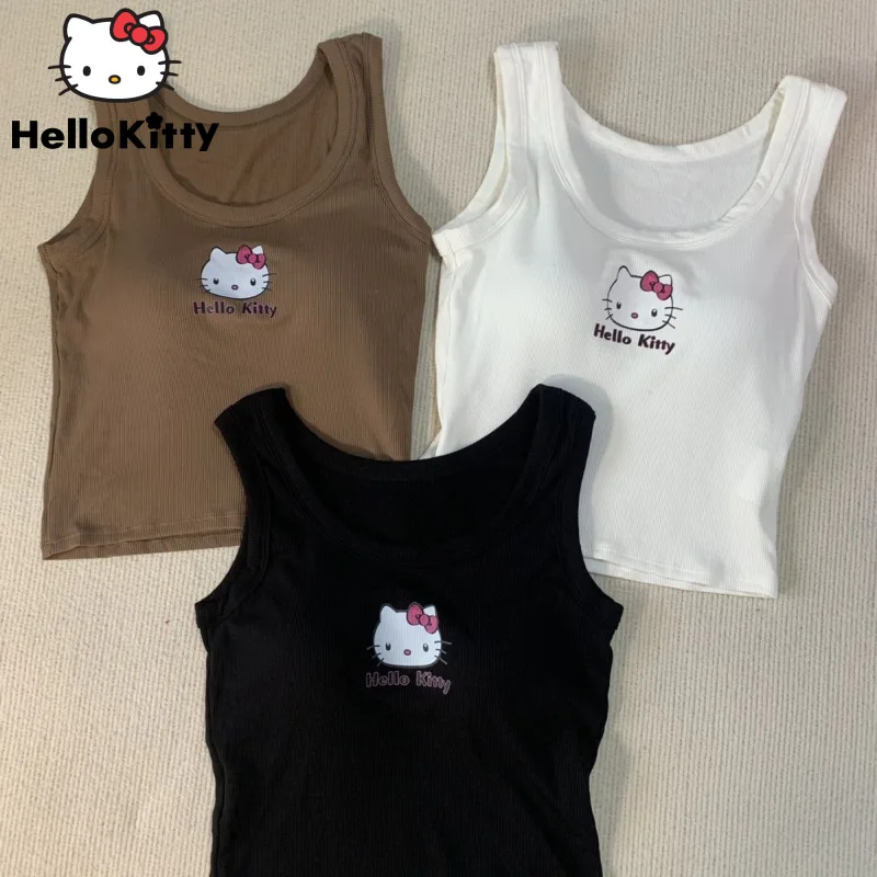 Sanrio Hello Kitty Printed Women Tank Tops Y2k Preppy Spicy Girl Slim ...