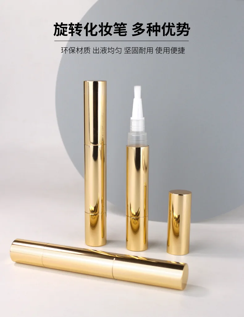 Empty 5ml Twist Pen with Brush Gold Cosmetic Container Nail Polish Tube ...