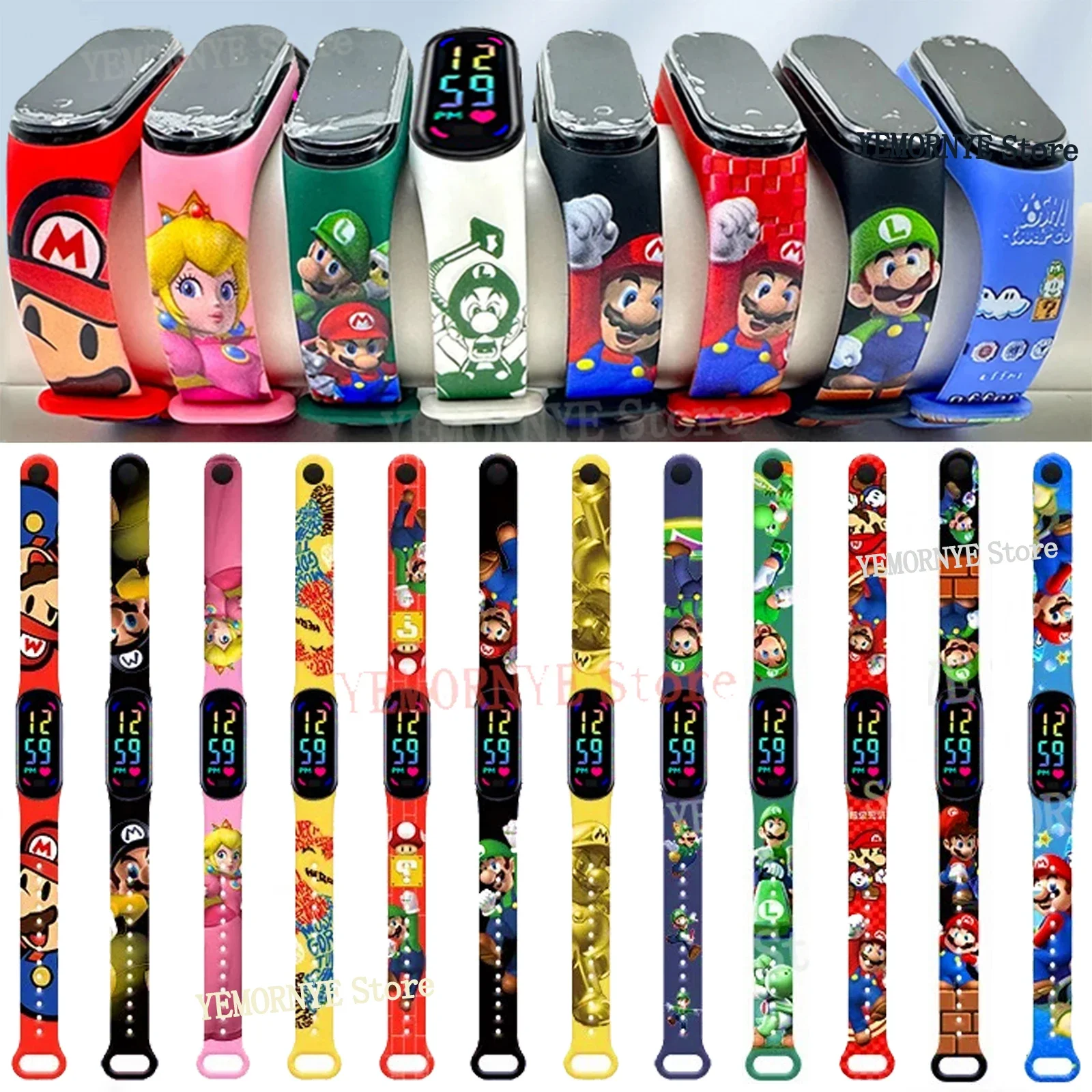 Children-s-Watches-Mario-Bros-Luigi-Action-Figures-Princess-Peach-Yoshi ...