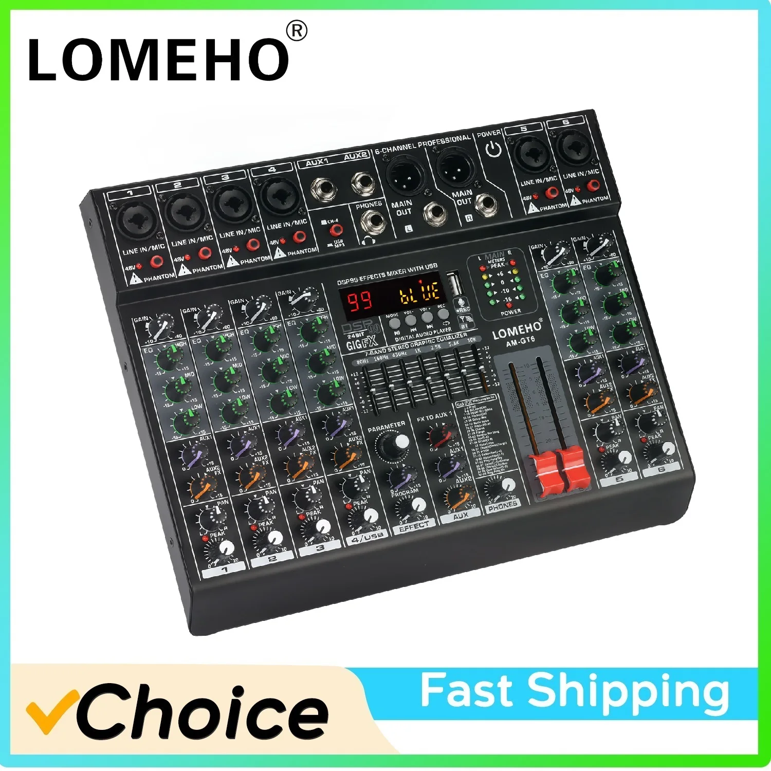 LOMEHO-Sound-Audio-Mixer-6-Mono-Channels-Mixing-Console-99-Digital ...