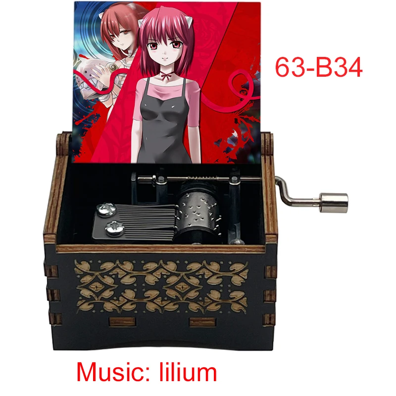 Lilium-Elfen-Lied-Music-Box-Can-o-Anime-Preto-De-Madeira-Movimento-de-M ...