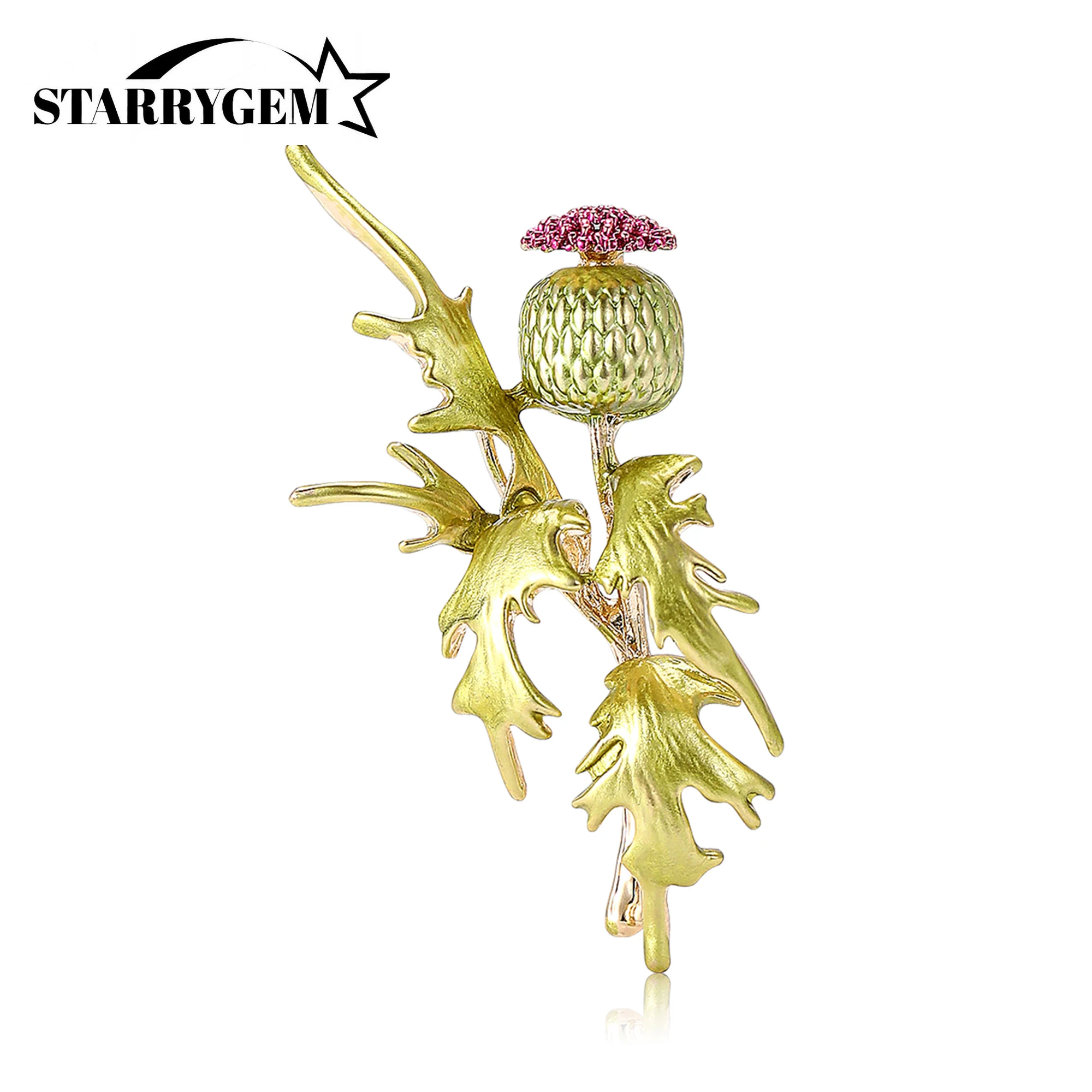 Rhinestone-Green-Primrose-Brooch-for-Women-Unisex-Enamel-Plant-Pin ...