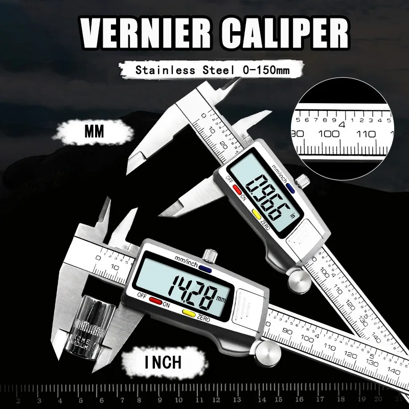 6-150mm-Stainless-Steel-Digital-Vernier-Caliper-Electronic-Vernier ...