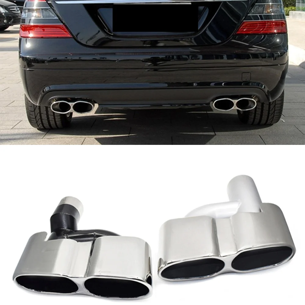 1-Pair-Stainless-Steel-Exhaust-Tip-For-Mercedes-Benz-W221-S300-S350-S65 ...