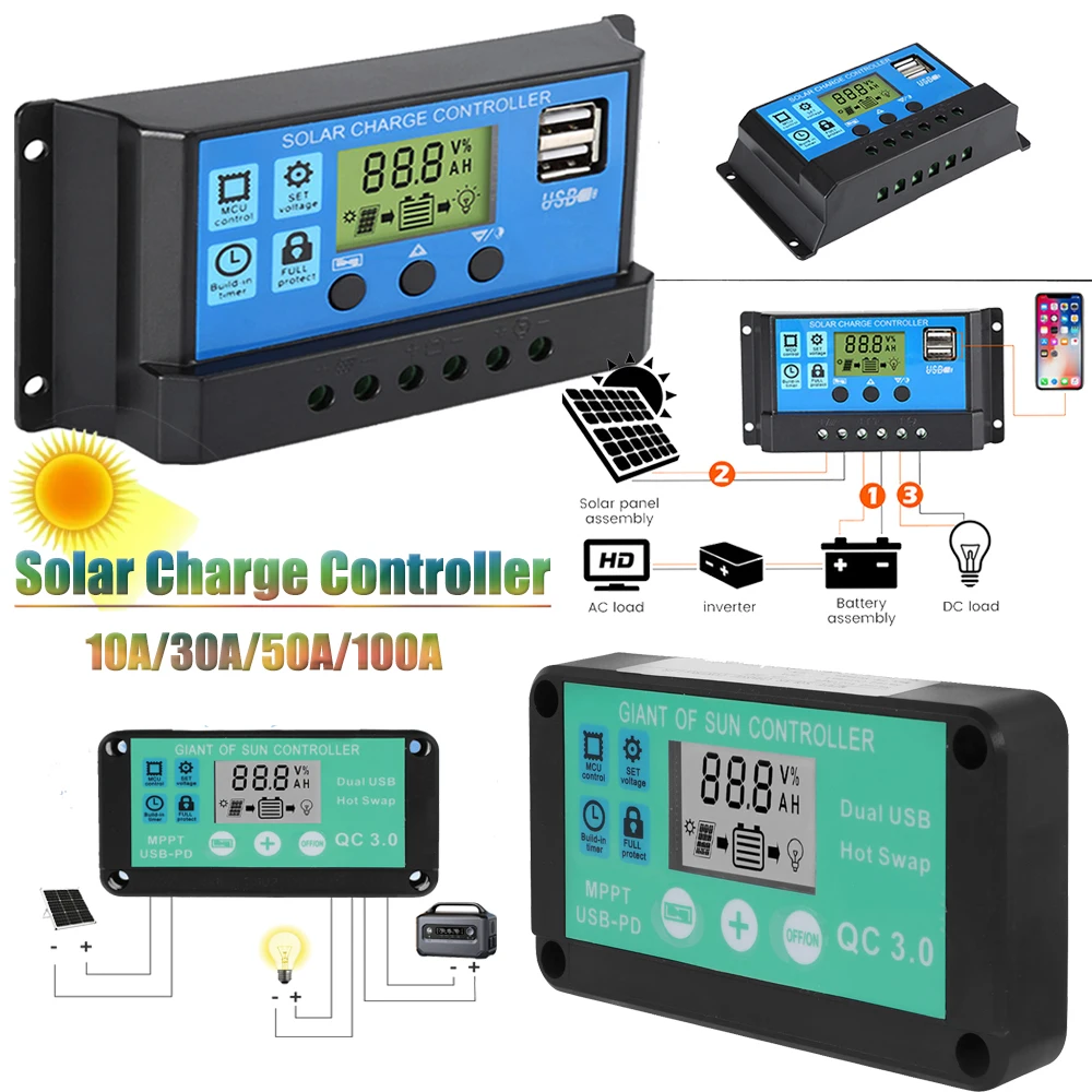 Solar-Charging-Controller-10A-30A-50A-100A-Charger-12v-24V-MPPT-Solar ...