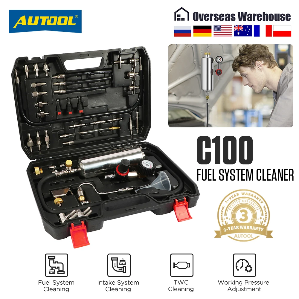 AUTOOL C100 Fuel Injector Cleaner Kit,Non-dismantle ,1000ML150PSI Fuel ...