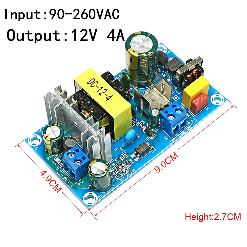 AC 90-260V to DC 12V 4A Power Supply Module Board Switch AC-DC 48W ...