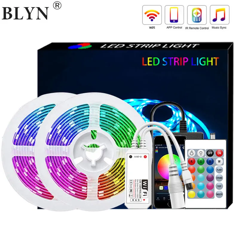 WIFI RGB LED Strip 10M 5M SMD2835 Diode Tape Light Remote RGB ...