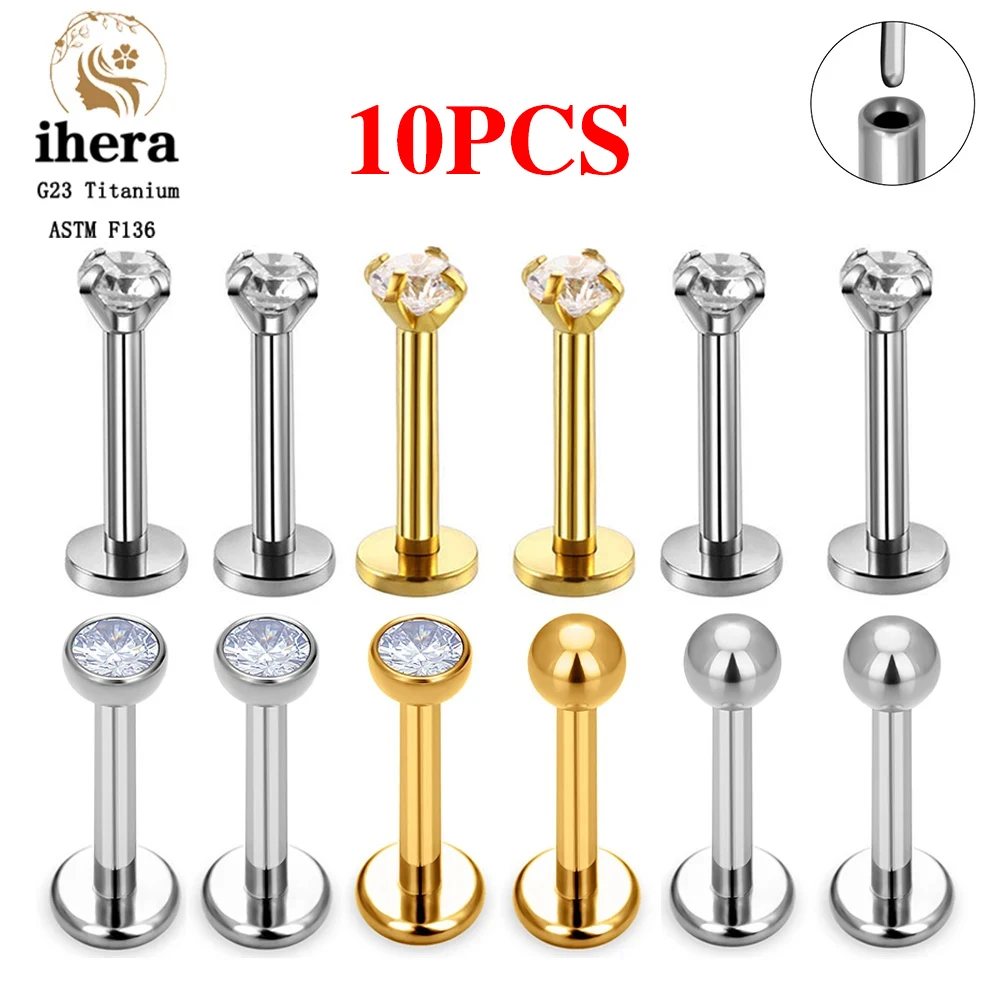 10-Uds-G23-anillo-de-labio-de-titanio-Labret-Piercing-pendiente-CZ-16 ...