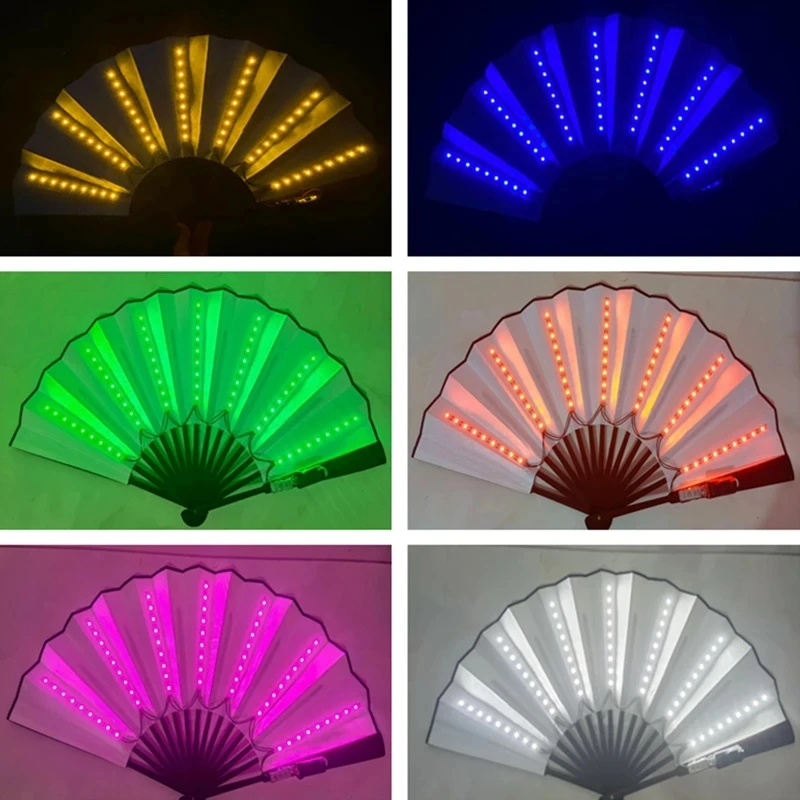 Glow-Folding-LED-Fan-Dancing-Lights-Night-Show-DJ-Fluorescent-Bar-Night ...