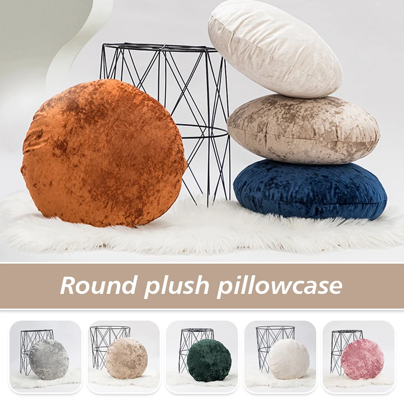 45cm-Round-Pillow-Case-Nordic-Style-Solid-Color-Soft-Velvet-Cushion ...