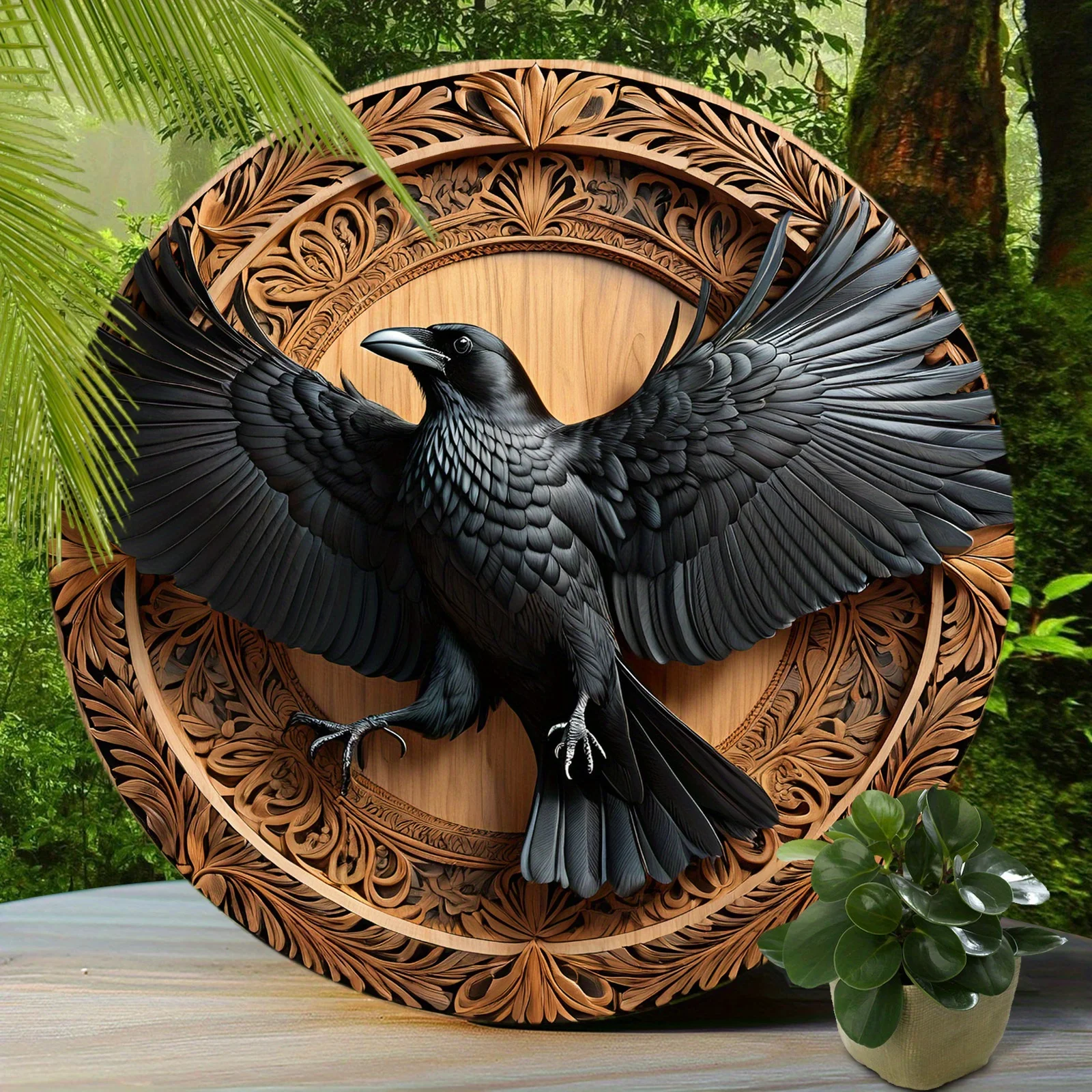 Crow-Sign-Cute-Bird-Round-Aluminum-Sign-Wall-Hanging-Decorative-Wall ...