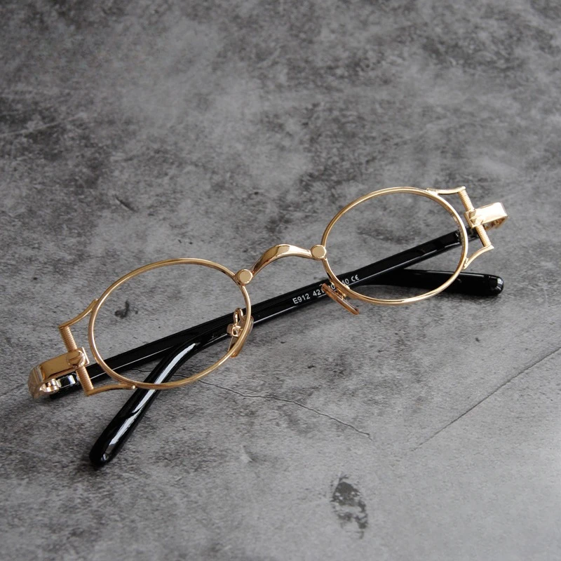 Harajuku Retro Full Oval Eyeglasses Frame Metal Flat Frame Can Be Matched With Myopic