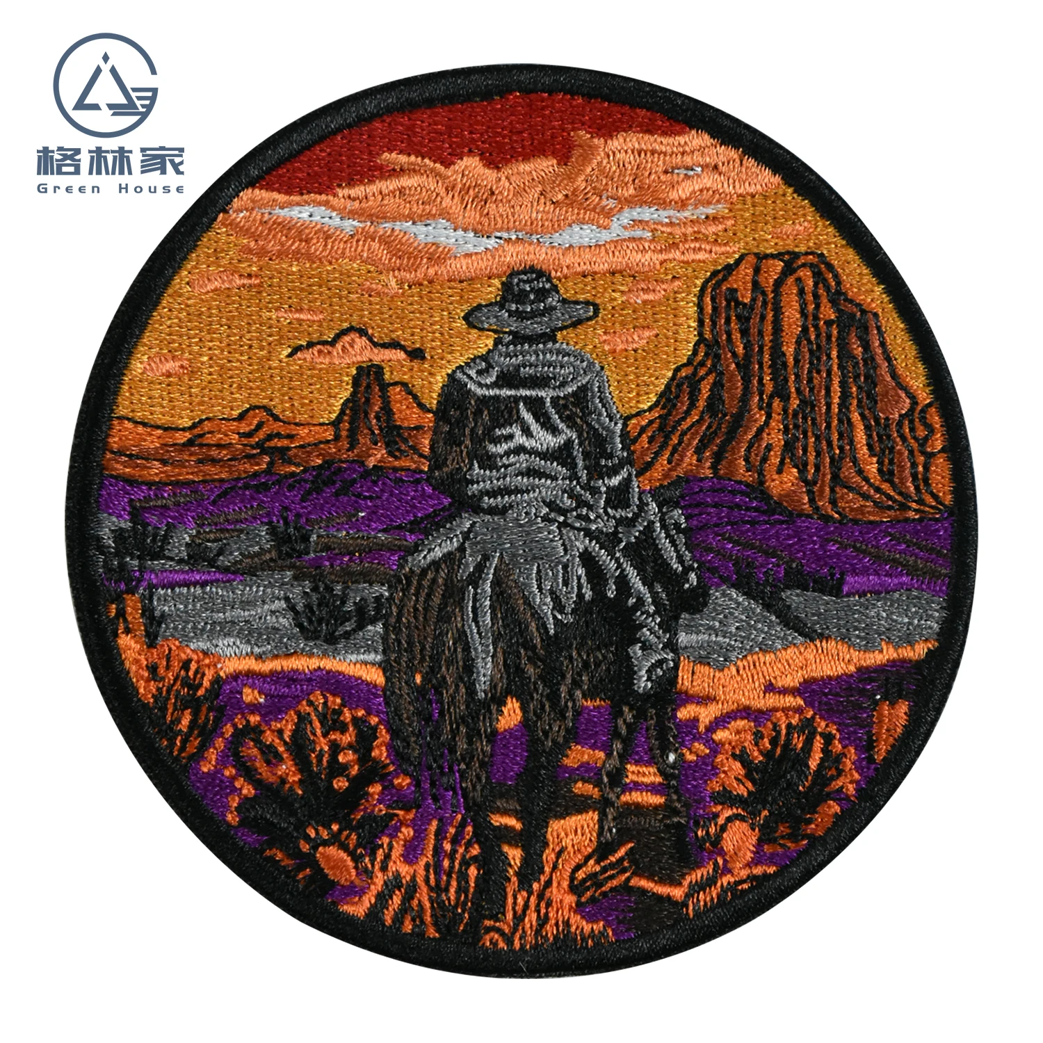 Western-Cowboy-Riding-In-the-Sunset-Embroidery-Patches-for-Clothing ...