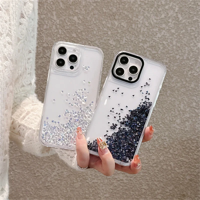 Luxury Glitter Quicksand Phone Case for iPhone 16 15 Pro Max Rhinestone ...