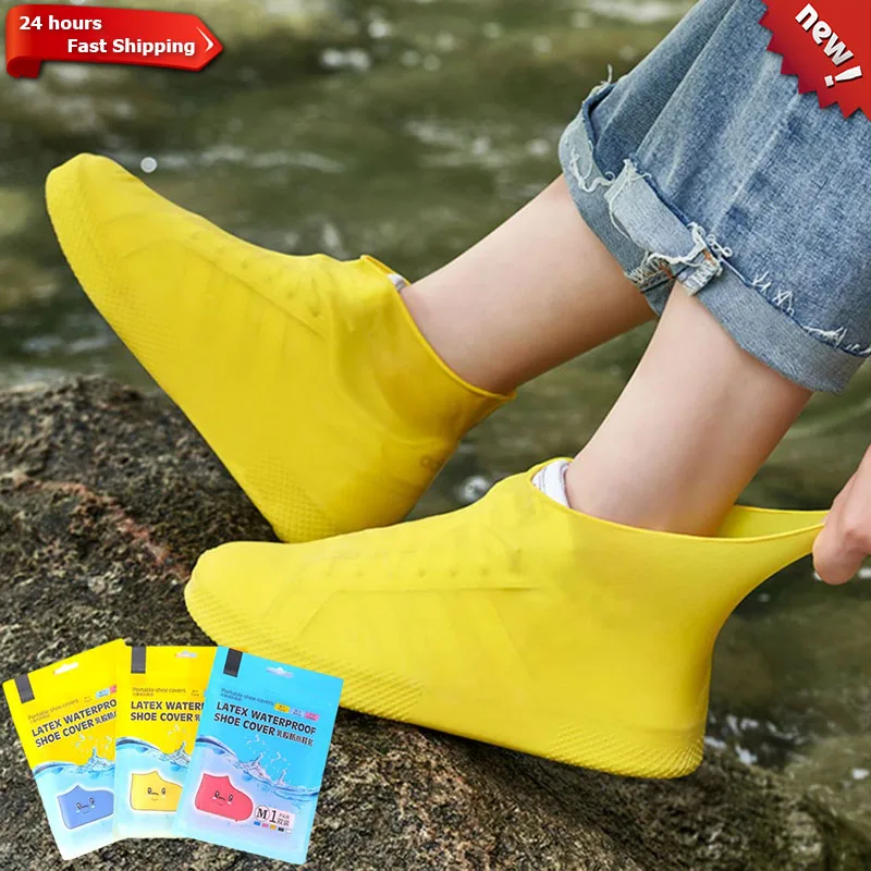 1Pair-Rain-Shoe-Cover-Reusable-Latex-Waterproof-Rain-Shoe-Covers-Slip ...