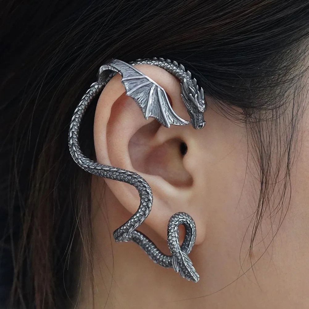NO PIERCING Dragon Cuff Earring for Women Men Gothic Jewelry 2024 Year of Dragon Cuff Earring Dragon EAR JACKET Ear Wrap Accesso AliExpress