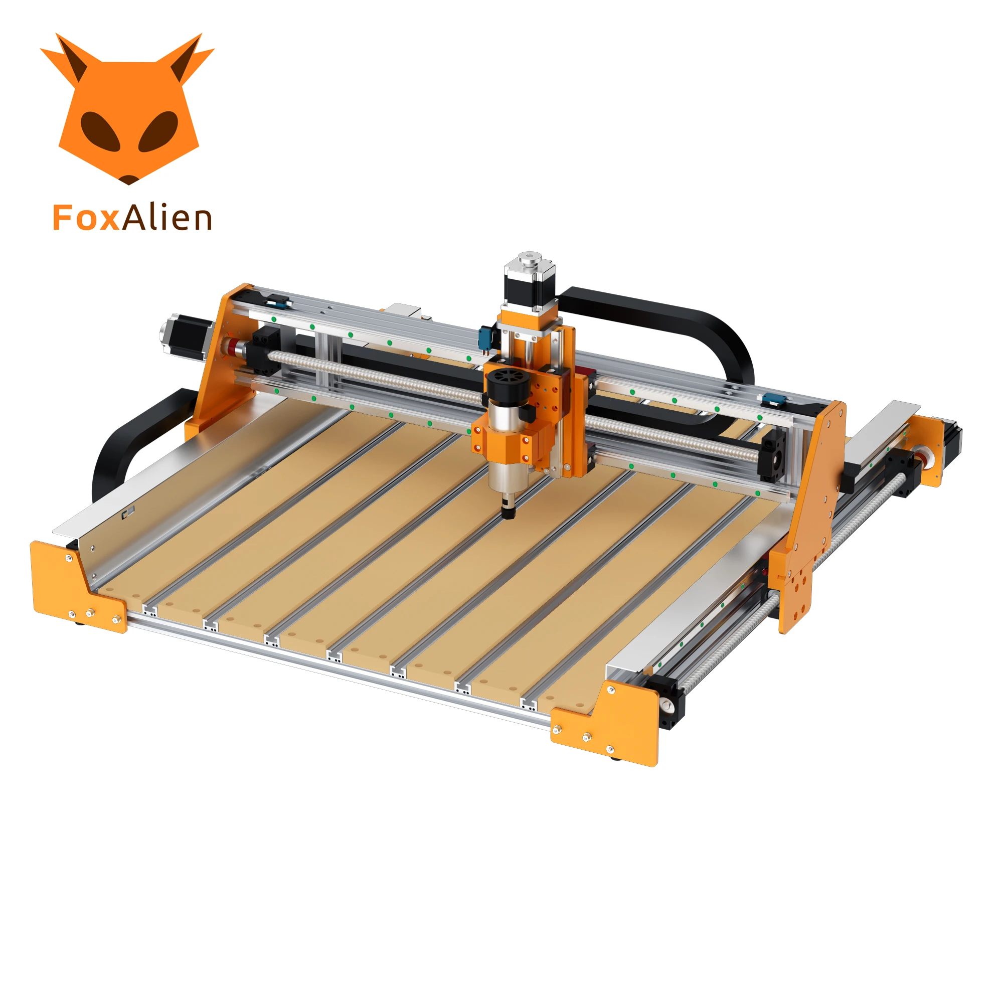 FoxAlien Vasto XL CNC 라우터 기계, 600x600mm 작업 영역 Nema23 모터, 모든 금속 선형 레일 볼 ...