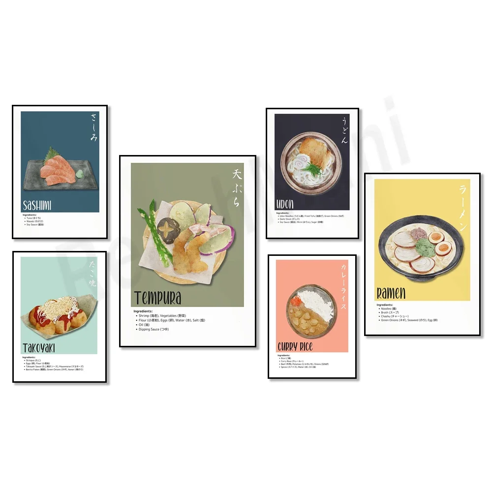 Japanese-food-poster-ramen-curry-rice-takoyaki-tempura-yakitori ...