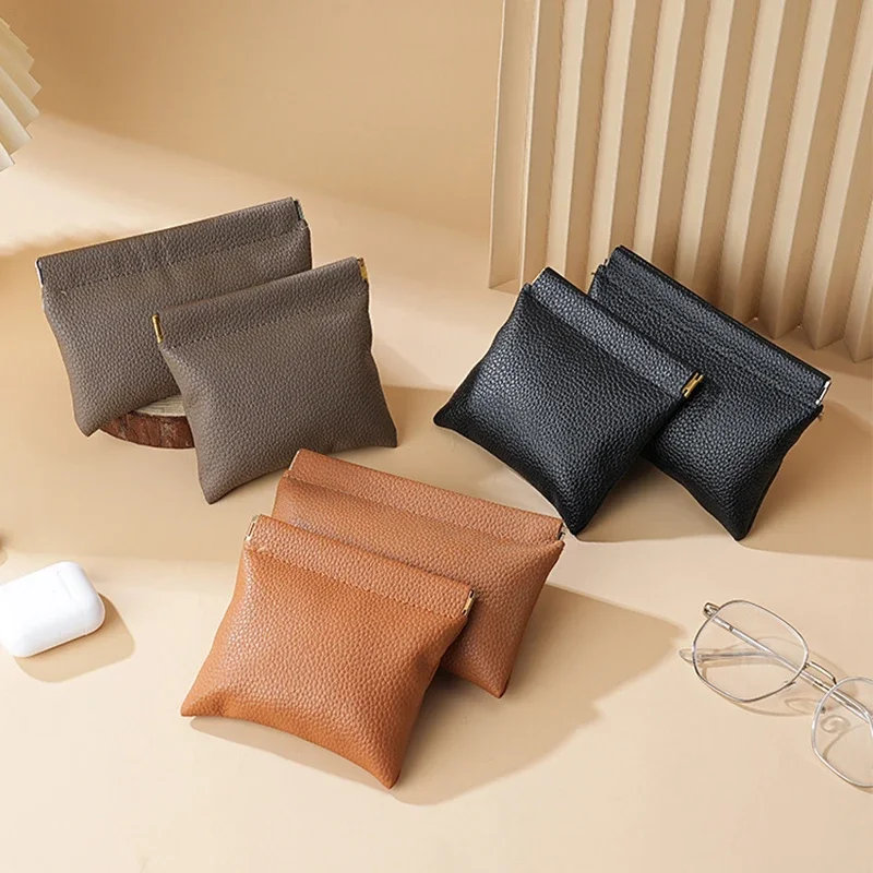 Fashion Self-closing Leather Mini Short Wallet Bag Women Men Small ...