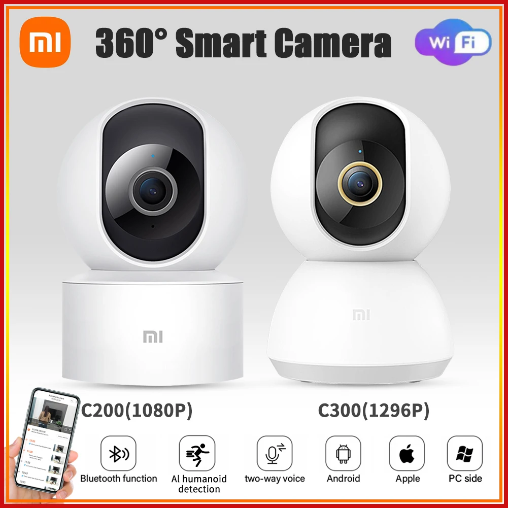 Xiaomi Mi 360 ° Câmera Inteligente C200/C300 WiFi Night Vision Baby Monitor Webcam IP Câmeras de ...