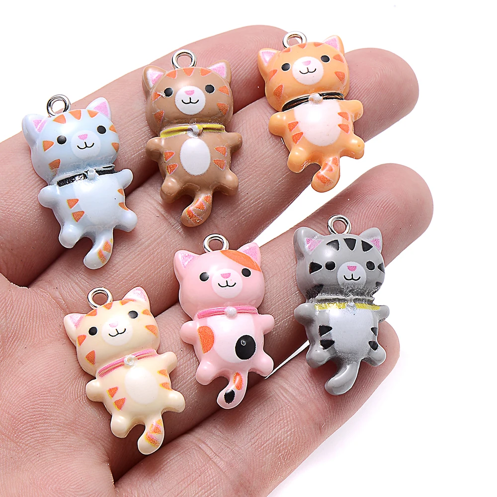 10pcs 15X29mm Cute Cat Charms Mix Cartoon Animal Resin Charms For ...