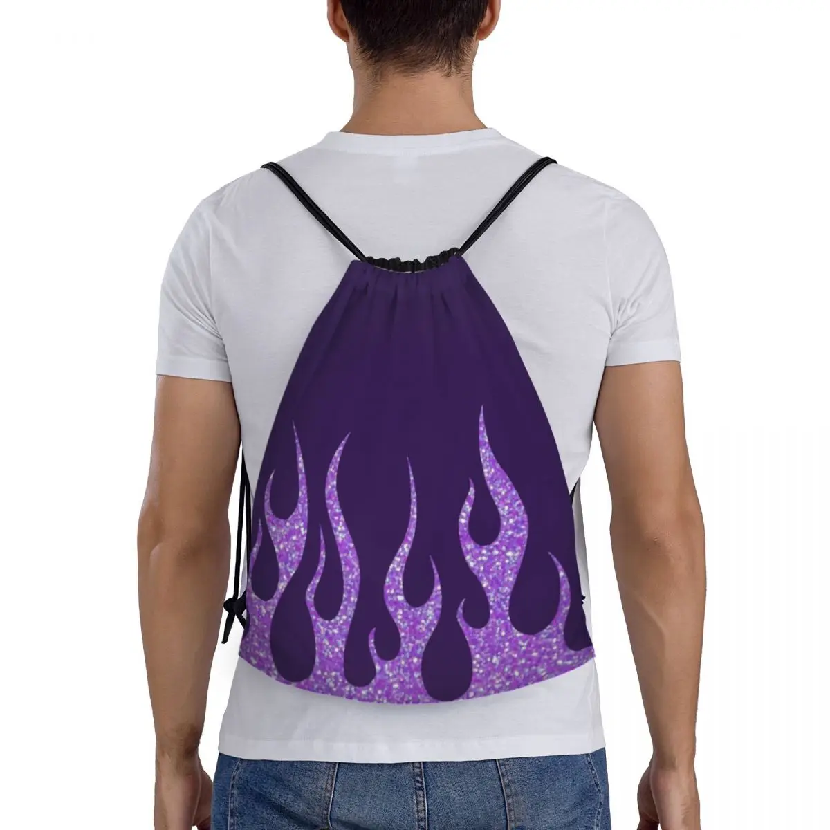 Reusable-Purple-Glitter-Flames-Shopping-Bag-Women-Canvas-Shoulder-Tote ...