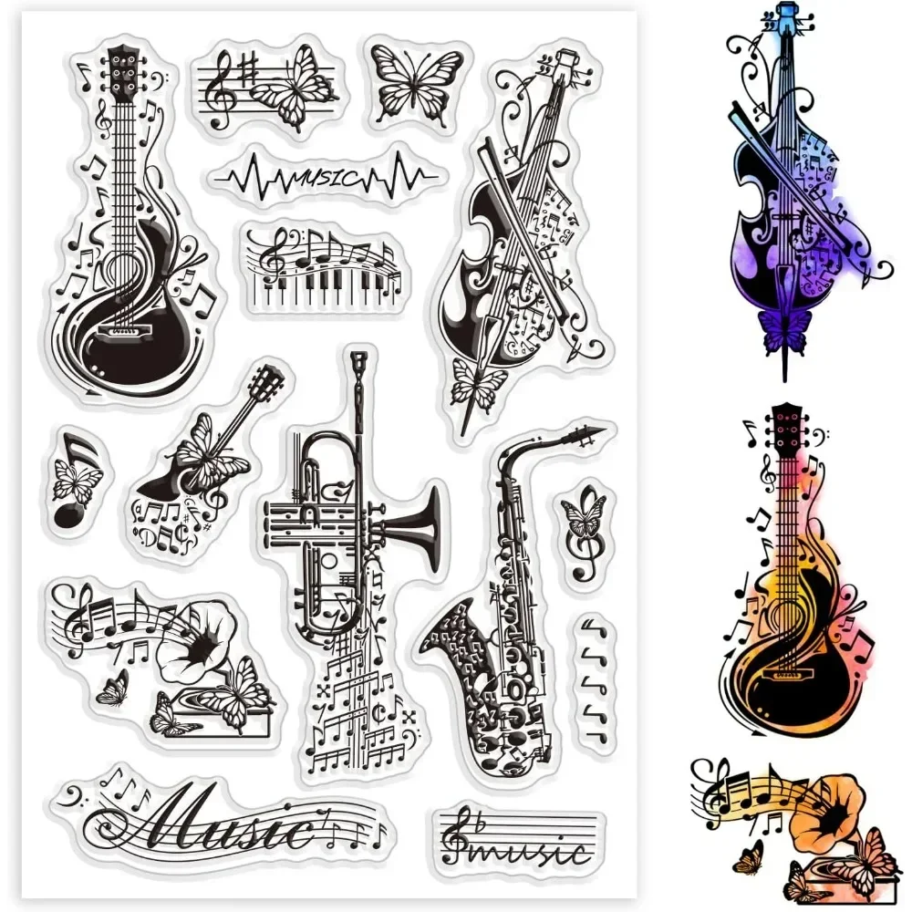 Music Instruments Clear Stamps Music Note Silicone Clear Stamp Seals ...