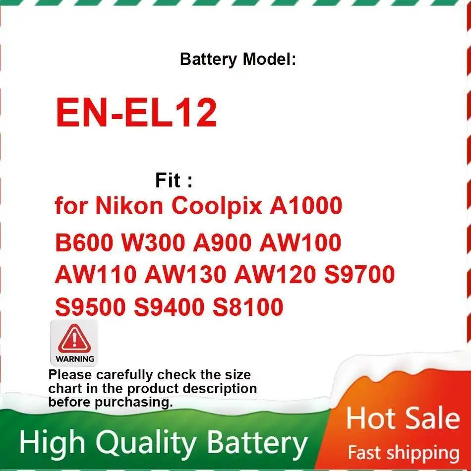 Camera Battery EN-EL12 1400Mah For Nikon Coolpix A1000 B600 W300 A900 ...