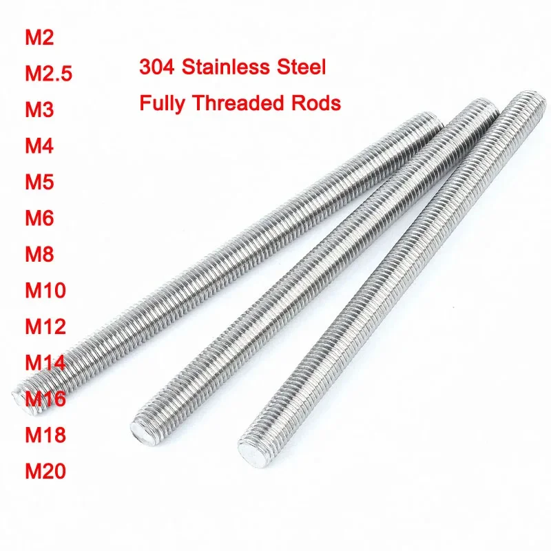 1Pcs-304-Stainless-Steel-Metric-Fully-Threaded-Rods-Bar-Headless-Stud ...