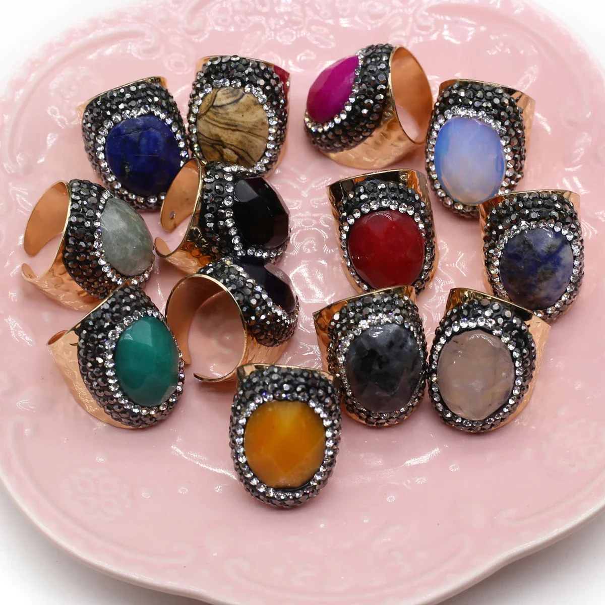 1PC-Fashion-Oval-Agate-Opal-Broken-Diamond-Gem-Charm-High-Quality ...