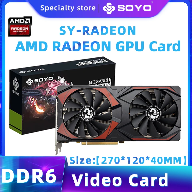 بطاقة الرسومات SOYO AMD Radeon RX580 RX5700XT 5500XT 6600XT 6600M GDDR6 ذاكرة الفيديو PCIE3.0x16 ...