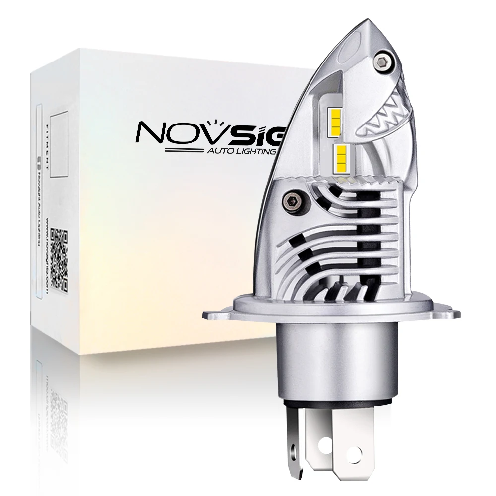 NOVSIGHT Led H4 Motorcycle Light Bulbs 6000LM 35W Bright 6000K White ...
