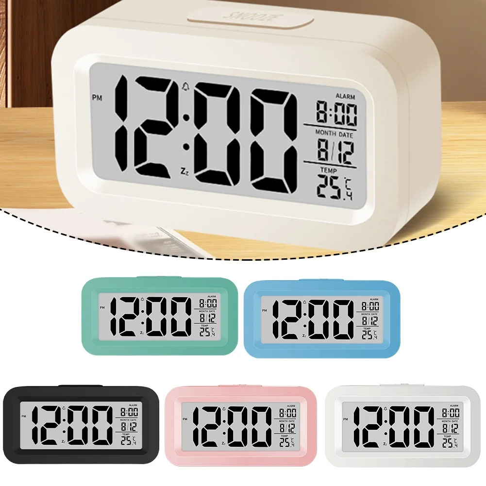 1pc Digital LCD Alarm Clock With Calendar Thermometer For Desk Travel ...