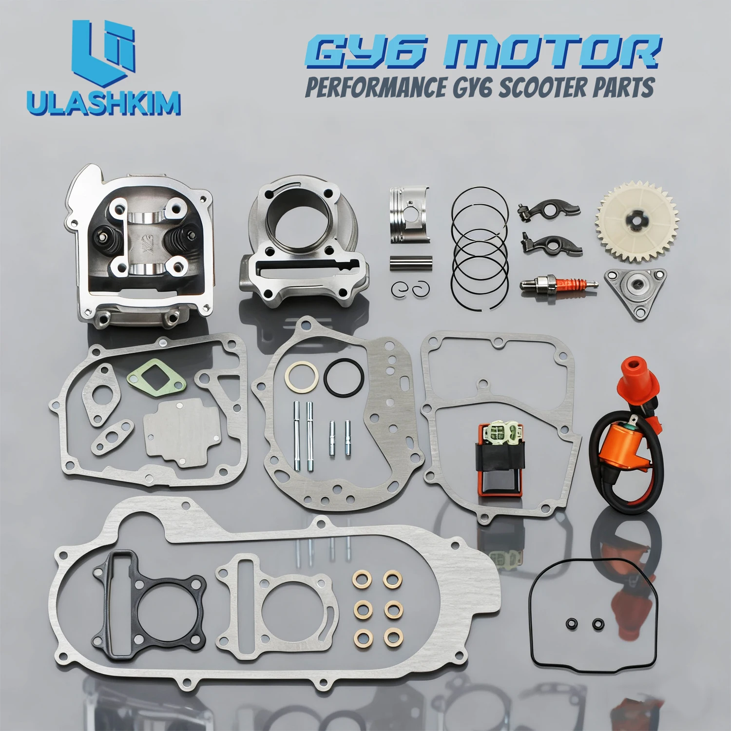 Scooter engine GY6 48cc 80cc to 50mm large displacement sleeve cylinder ...
