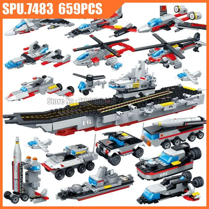 8709-659pcs-Military-8in1-Aircraft-Carrier-Warship-Fighter-Frigate ...