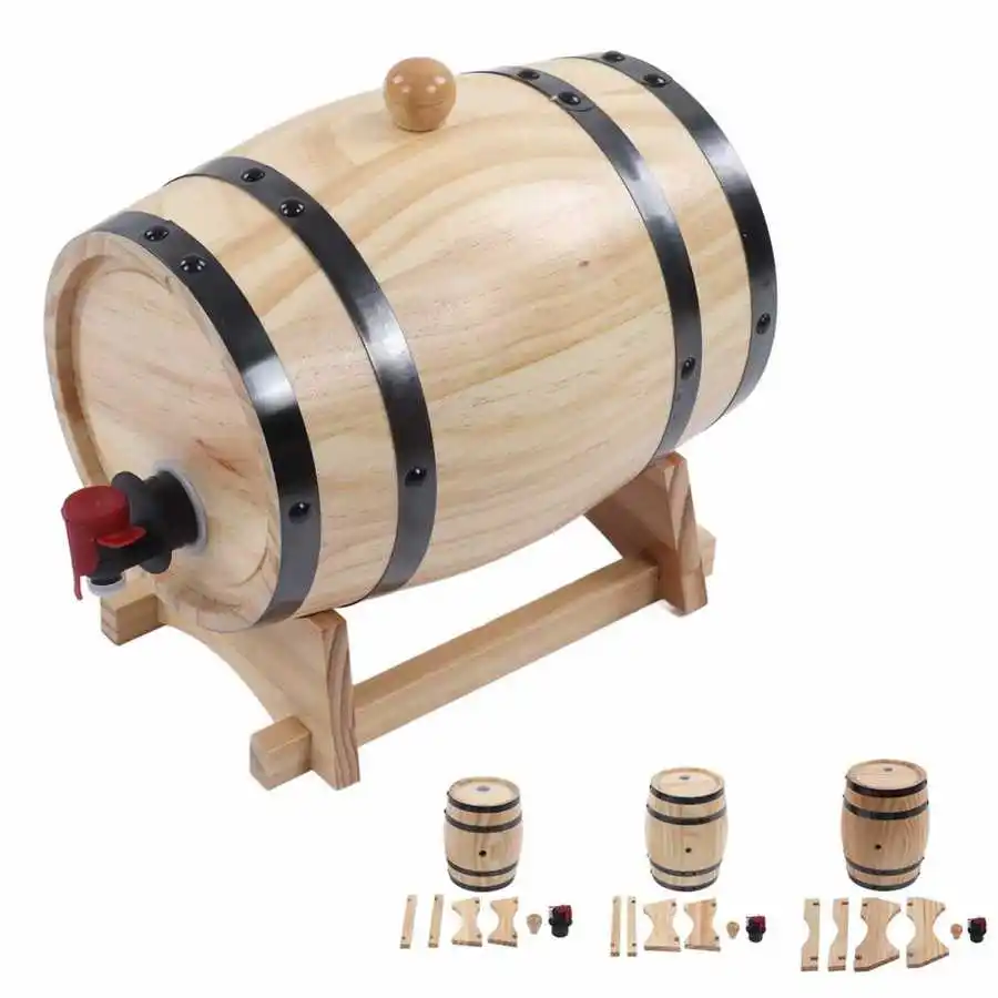 1-3-5L-Pine-Wine-Barrel-Special-Dispenser-Bucket-Beer-Casks-with-Stand ...