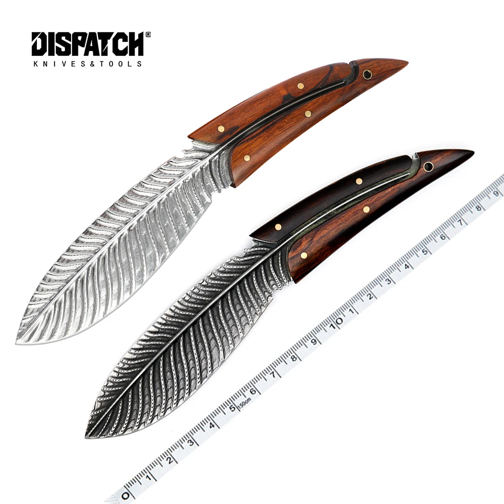 Damascus-Fixed-Blade-Knife-Feather-Pattern-Knife-with-Sheath-Natural ...