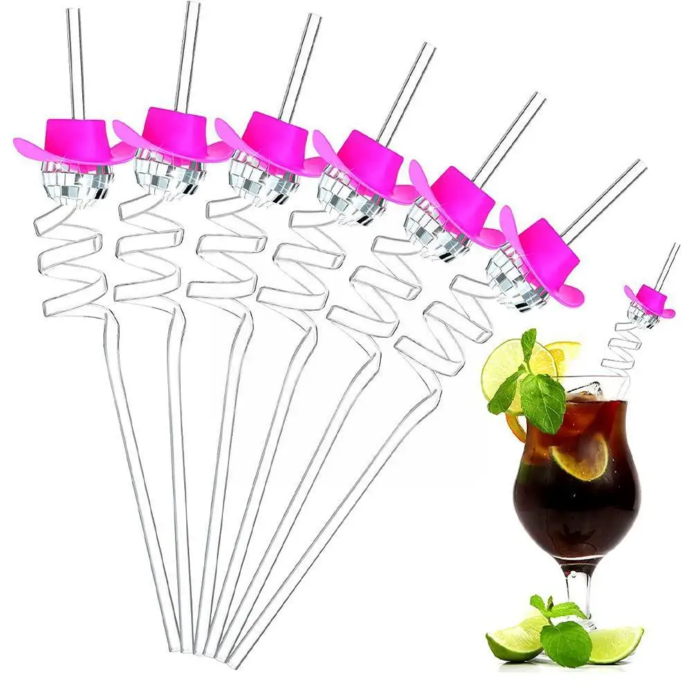 12/24pcs Mirror Disco Ball Straws 70s Decorative Straws Mini Disco ...