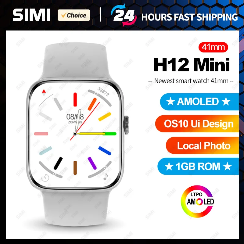 H12-Mini-AMOLED-Smart-Watch-Men-Women-Always-on-Display-Compass ...