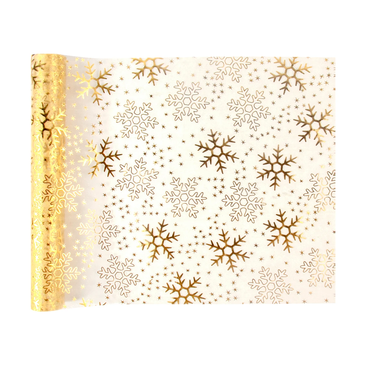 Sparkle Gold Snowflake Thin Table Runners Roll Sequin Glitter Metallic ...