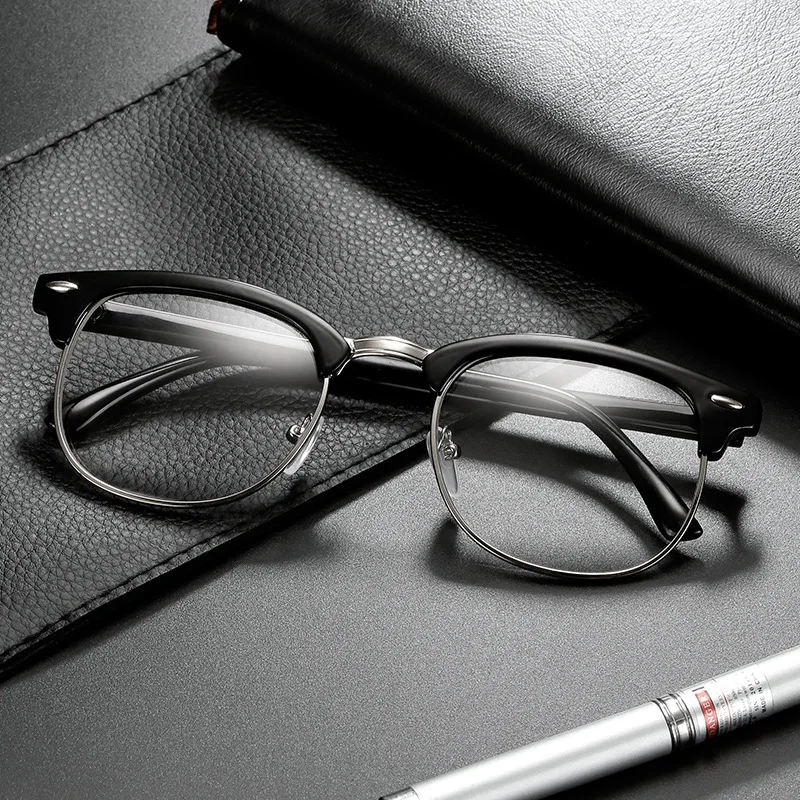 Classic-Semi-Rimless-Anti-Radiation-Blue-Light-Blocking-Glasses-Men ...